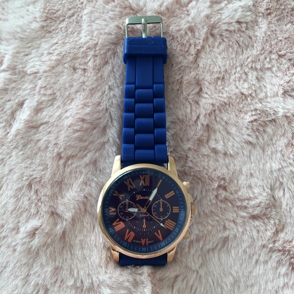Geneva | Accessories | Navy Blue Silicone Watch | Poshmark